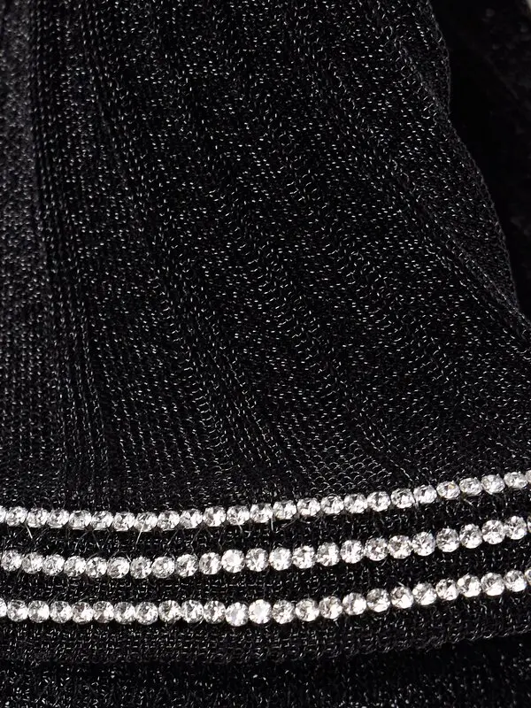 Simkhai Maebry Crystal-embellished Metallic Ribbed-knit Top