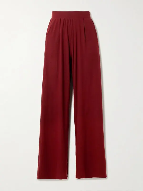 LESET Knitted Wide-leg Pants - Red