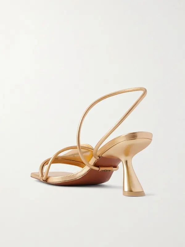 Cult Gaia Ria Embellished Metallic Leather Slingback Sandals