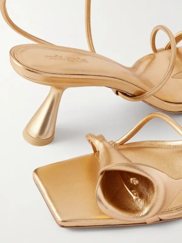 Cult Gaia Ria Embellished Metallic Leather Slingback Sandals