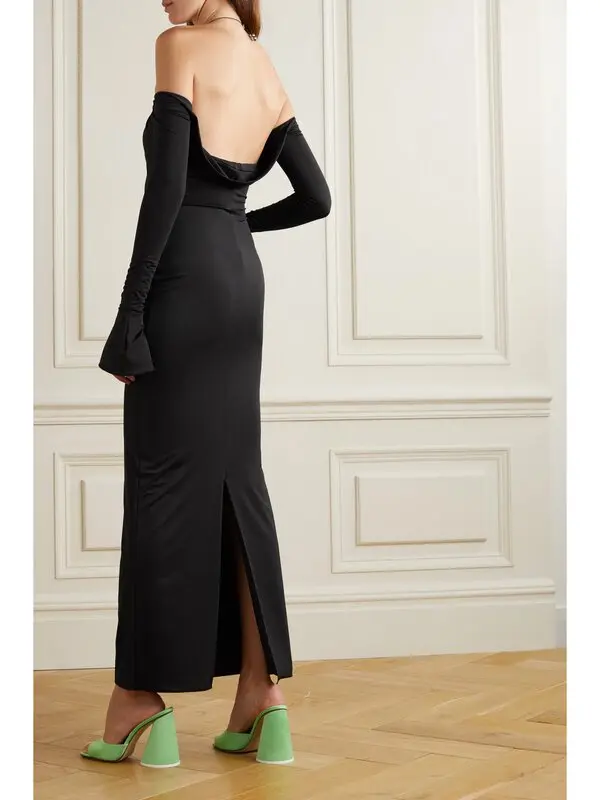 16Arlington Off-the-shoulder Cutout Stretch-jersey Maxi Dress With Tassels