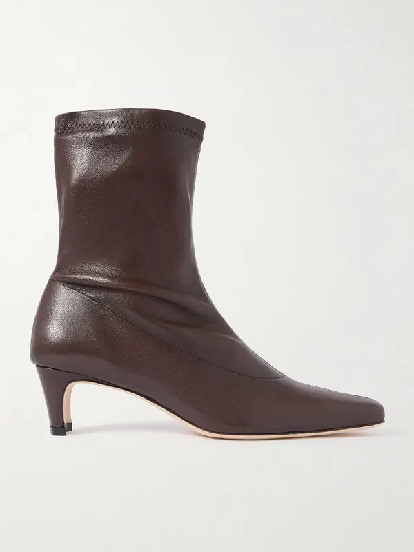 Staud Wally Sock Leather Ankle Boots - Brown