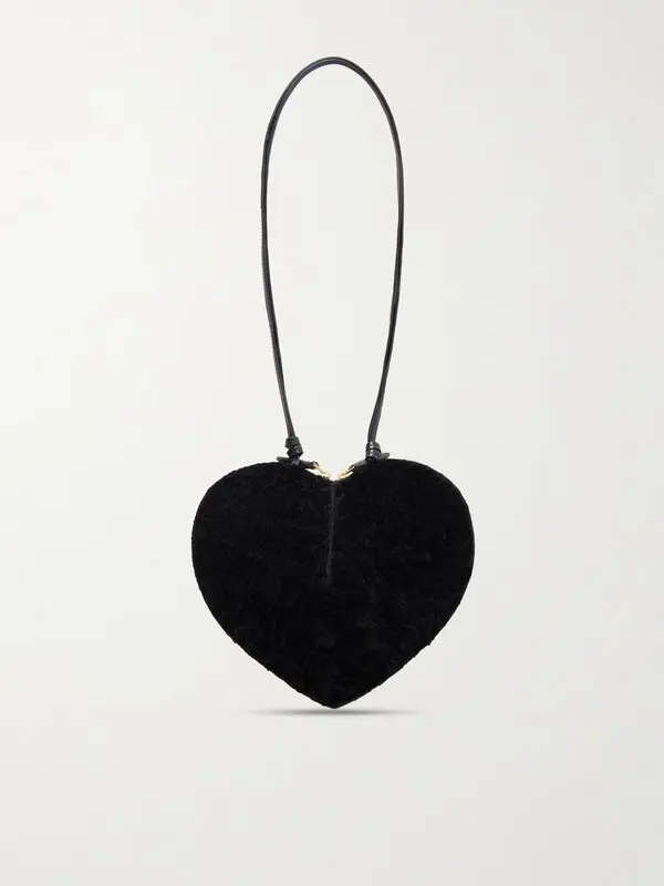 Alaïa Le Coeur' Shearling Shoulder Bag - Black