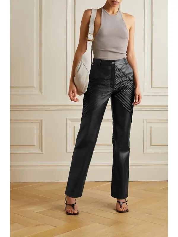 PETER DO Paneled Leather Straight-leg Trousers