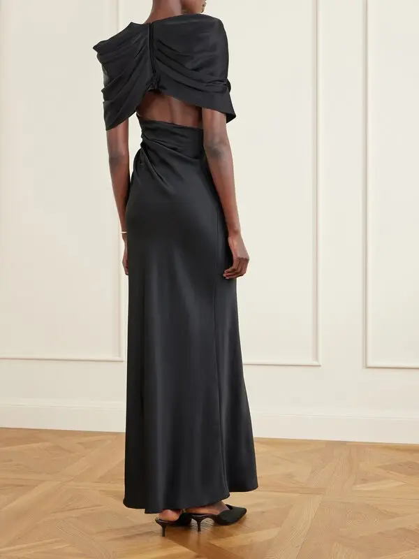 Stella McCartney Open-back Draped Satin Gown - Black