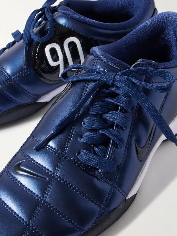 Nike T90 Metallic Leather Lace-up Sneakers - Blue