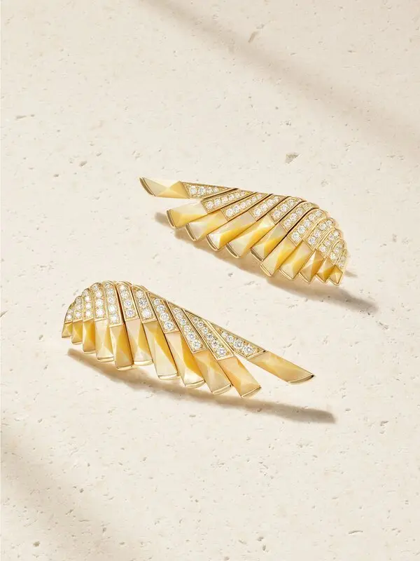 GARRARD 18-karat Diamond And Mother-of-pearl Earrings - Gold