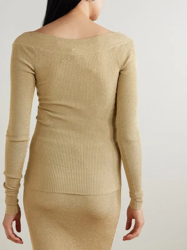 Stella McCartney Metallic Ribbed-knit Top