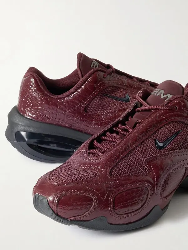 Nike Max Muse Se Croc-effect And Mesh Sneakers - Burgundy