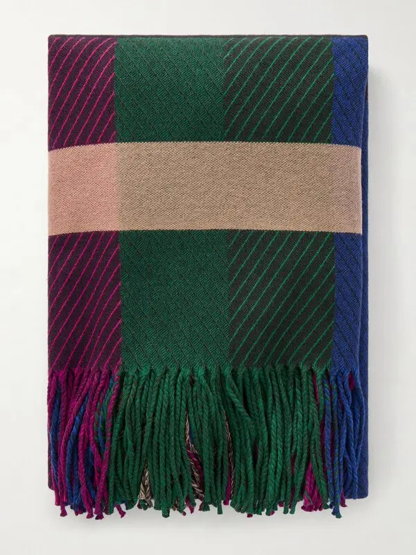 Gabriela Hearst Halo Fringed Striped Cashmere Blanket - Multi