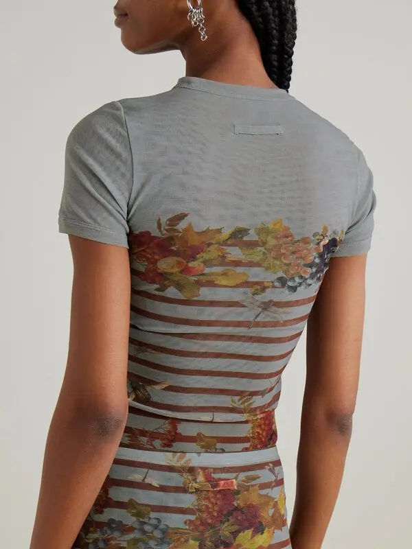 JEAN PAUL GAULTIER Marinière Grape Printed Mesh T-shirt