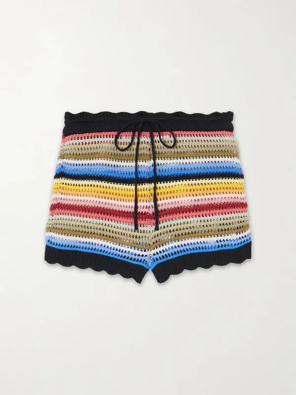 Alix Of Bohemia Shea Striped Crocheted Cotton Shorts - Multi