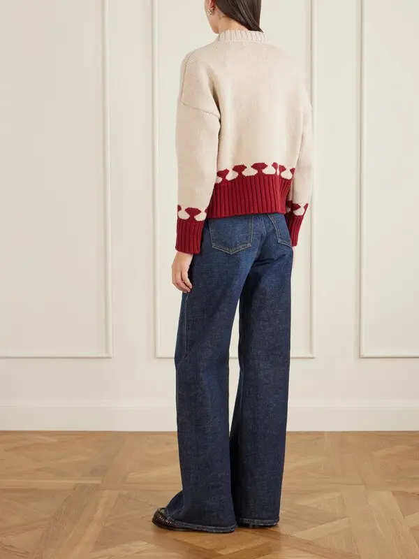 S.S.DALEY Intarsia Dalmatian Motif Wool Sweater