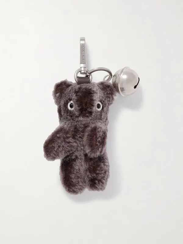 Acne Studios Silver-tone Leather-trimmed Shearling Keychain - Brown