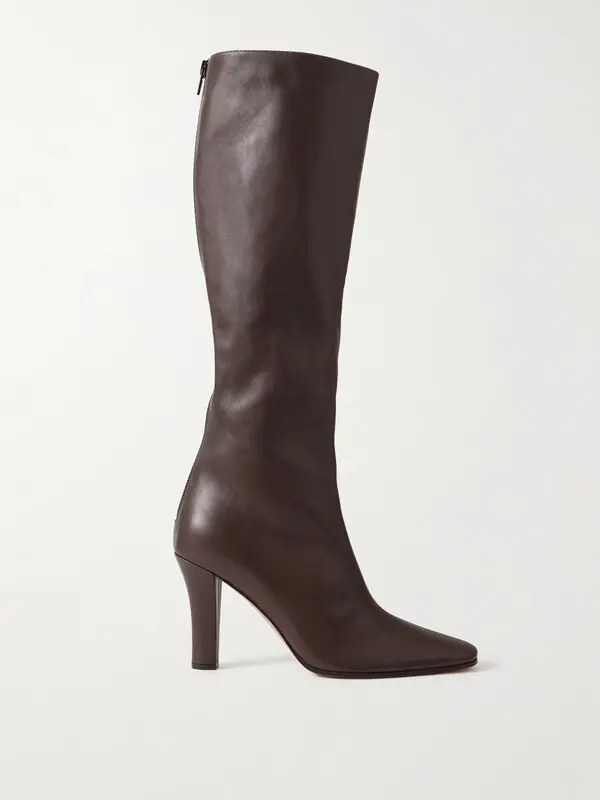 THE ROW Mona Knee High Zip Up Leather Boots