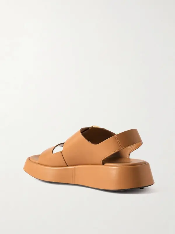 TOD'S Leather Platform Sandals With Gold-tone Buckle