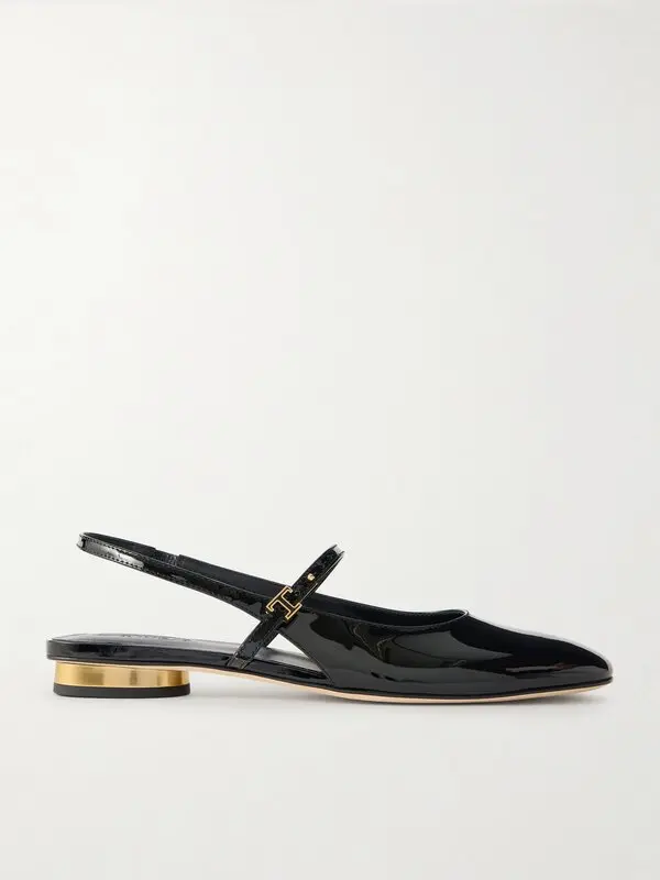 TOD'S Patent Leather Mary Jane Slingback Flats