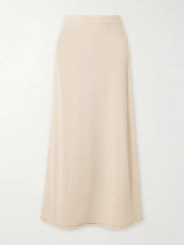 THE ELDER STATESMAN Cashmere Maxi Skirt - Neutrals