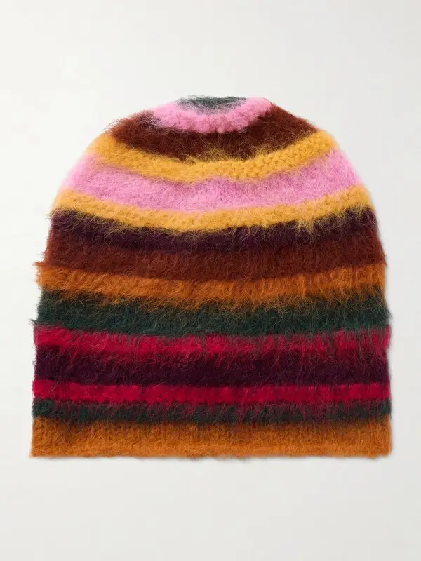THE ELDER STATESMAN Thistle Pacific Striped Alpaca-blend Beanie - Multi
