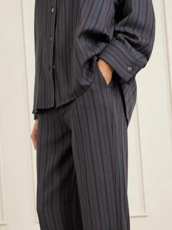 THE ELDER STATESMAN Striped Wool And Cashmere-blend Twill Trousers