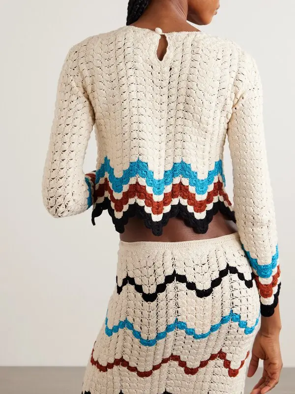 Escvdo Safi Crocheted Cotton Top - Neutrals