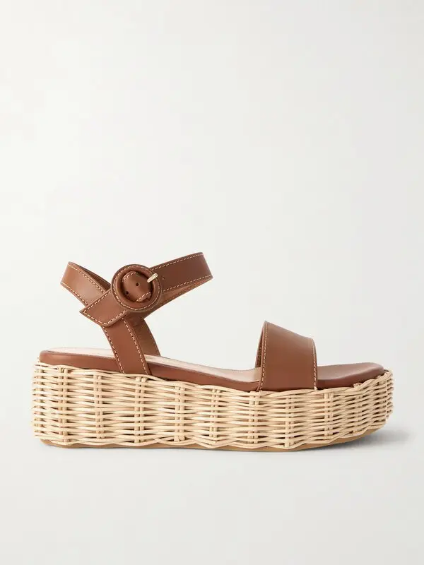 GIANVITO ROSSI Leather Platform Sandals - Brown