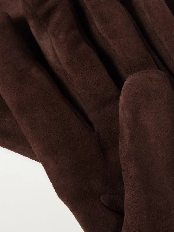 Nour Hammour Elbow-length Suede Gloves - Brown