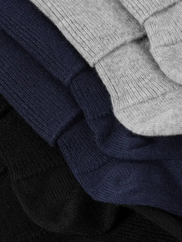 Johnstons Of Elgin Set Of Three Ribbed Cashmere-blend Socks