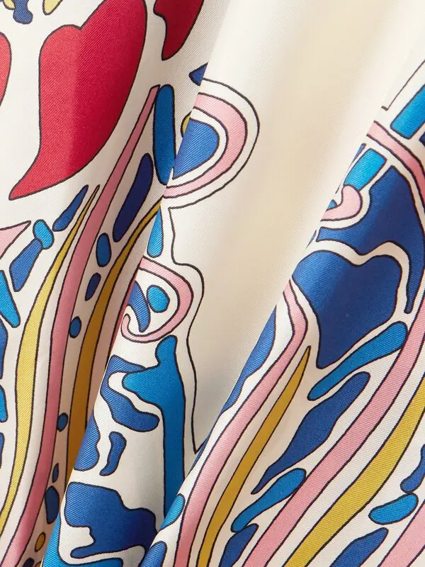 La DoubleJ Printed Silk-twill Kaftan Midi Dress