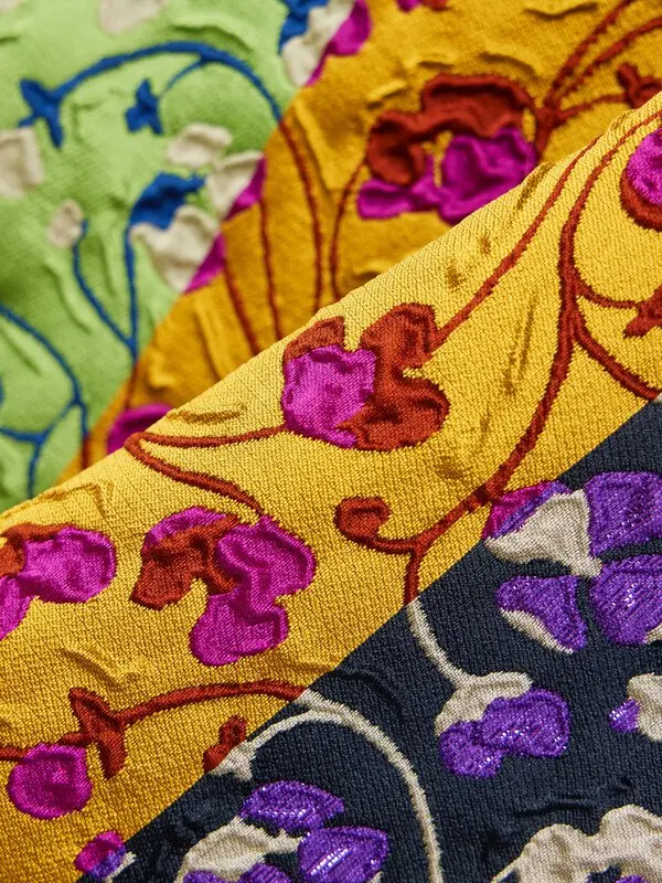 La DoubleJ Paneled Embroidered Cloqué Maxi Dress - Multi