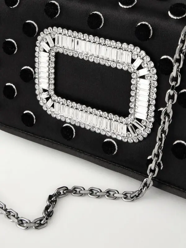 ROGER VIVIER Pilgrim Buckle Embellished Satin Clutch