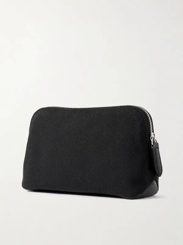 Smythson Norton Canvas Pouch With Leather Trim - Black