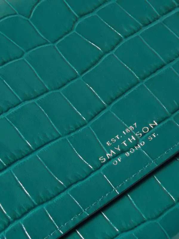 Smythson Marshall Croc-effect Leather Travel Wallet - Blue