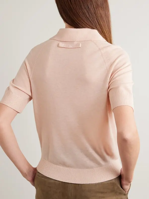Victoria Beckham Merino Wool Polo Shirt - Pink