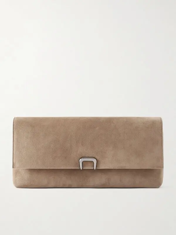 Brunello Cucinelli Suede Clutch With Silver-tone Clasp