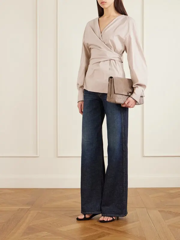 Brunello Cucinelli Suede Clutch With Silver-tone Clasp