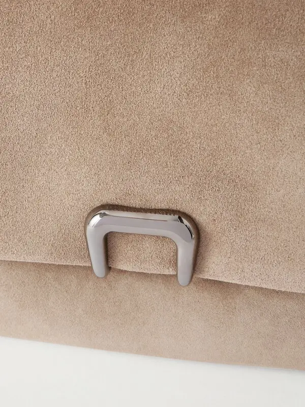 Brunello Cucinelli Suede Clutch With Silver-tone Clasp