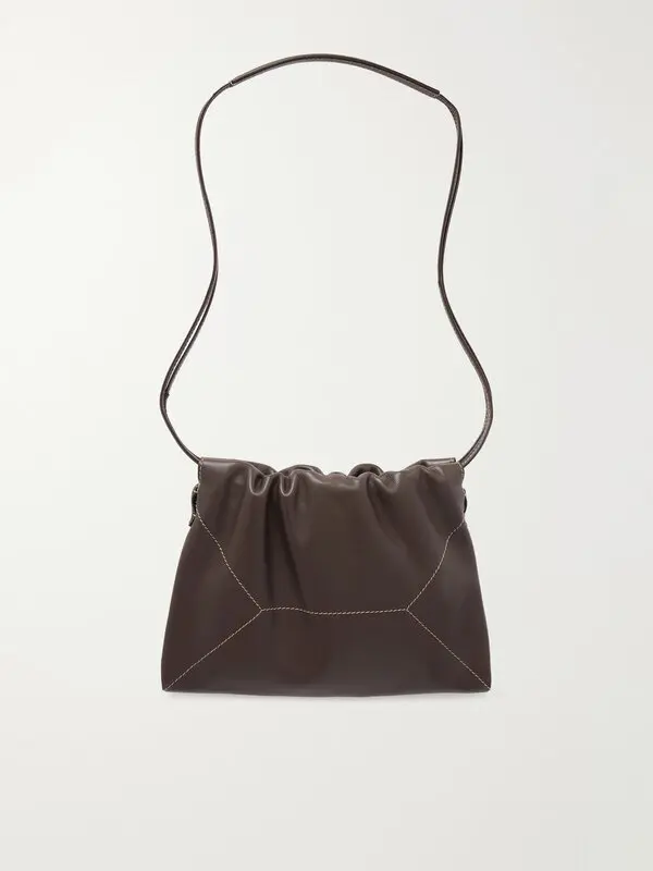 Brunello Cucinelli Embellished Leather Shoulder Bag - Brown