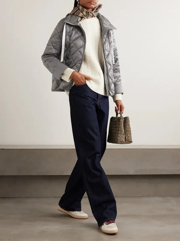 Max Mara The Cube Quilted Padded Shell Down Jacket - Gray