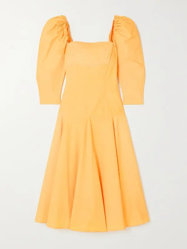 REJINA PYO Celeste Organic Cotton-poplin Midi Dress - Yellow