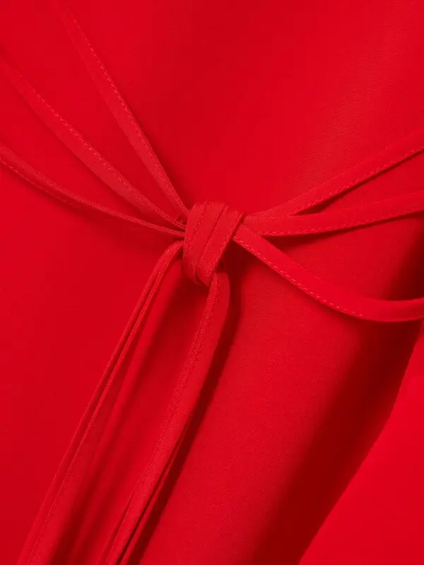 Sportmax Knotted Silk-blend Crepe De Chine Maxi Shirt Dress - Red