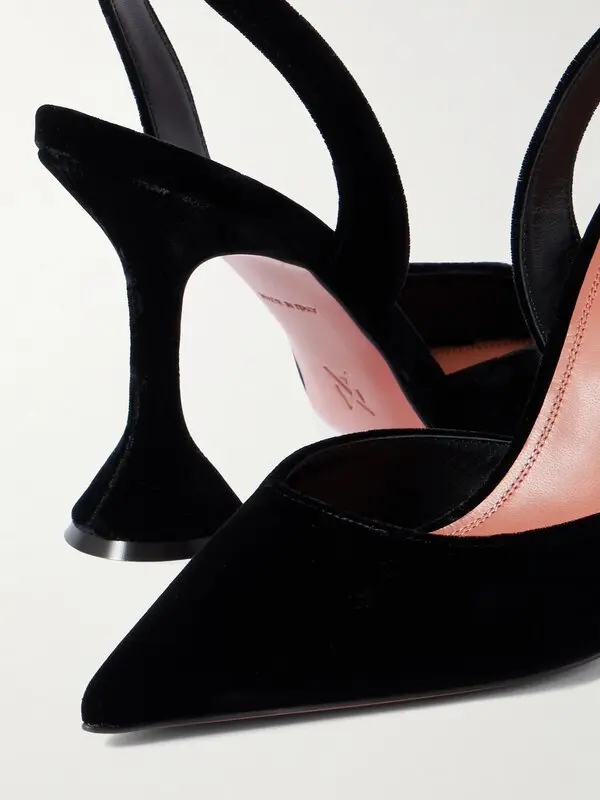 Amina Muaddi Holli Velvet Slingback Pumps