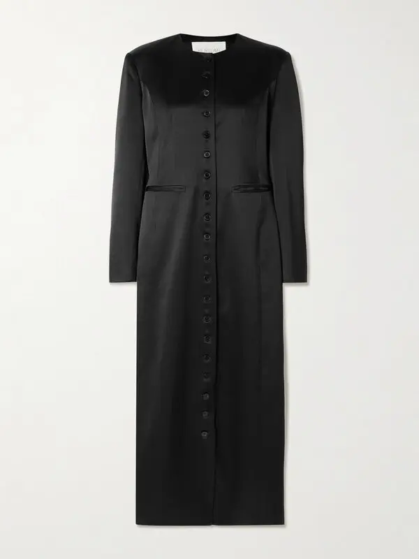 HEIRLOME Edith Silk-satin Coat - Black