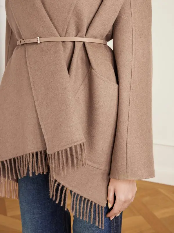 Max Mara Belted Fringed Camel Hair Coat