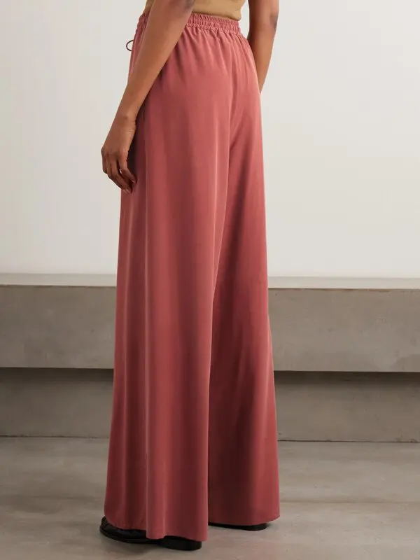 Max Mara Genero Silk Wide Leg Trousers - Red