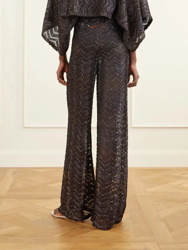 Missoni Sequin-embellished Crochet-knit Wide-leg Pants