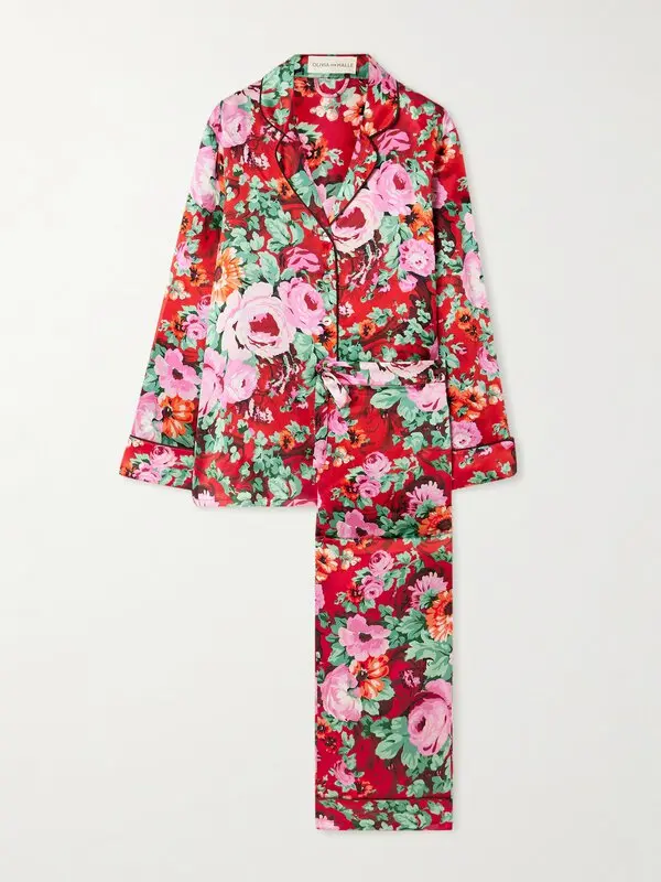 Olivia Von Halle Lila Floral-print Silk-satin Pajama Set - Multi