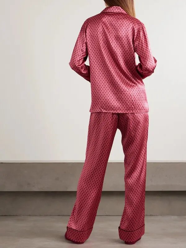 Olivia Von Halle Lila Printed Silk-satin Pajama Set