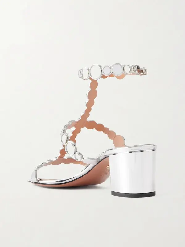 AQUAZZURA Afterglow Metallic Leather Sandals