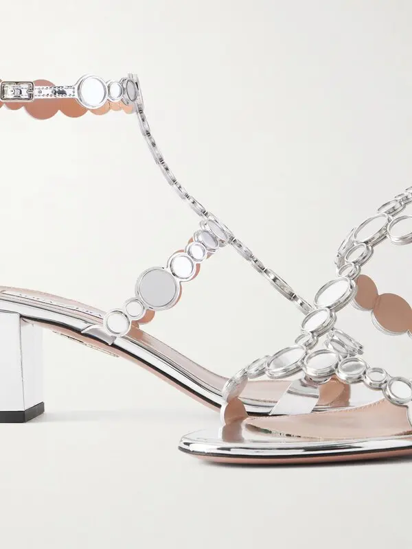 AQUAZZURA Afterglow Metallic Leather Sandals